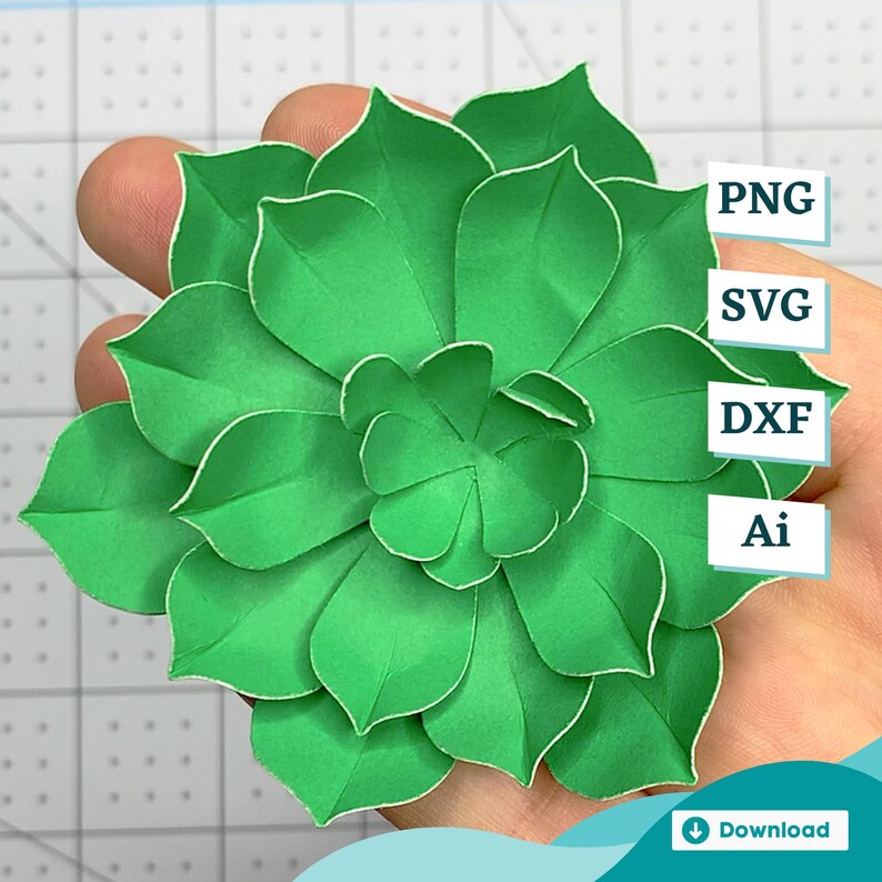 Succulent Layered Petal Paper Cut File in PNG, SVG, DXF, Ai, Cardstock ...