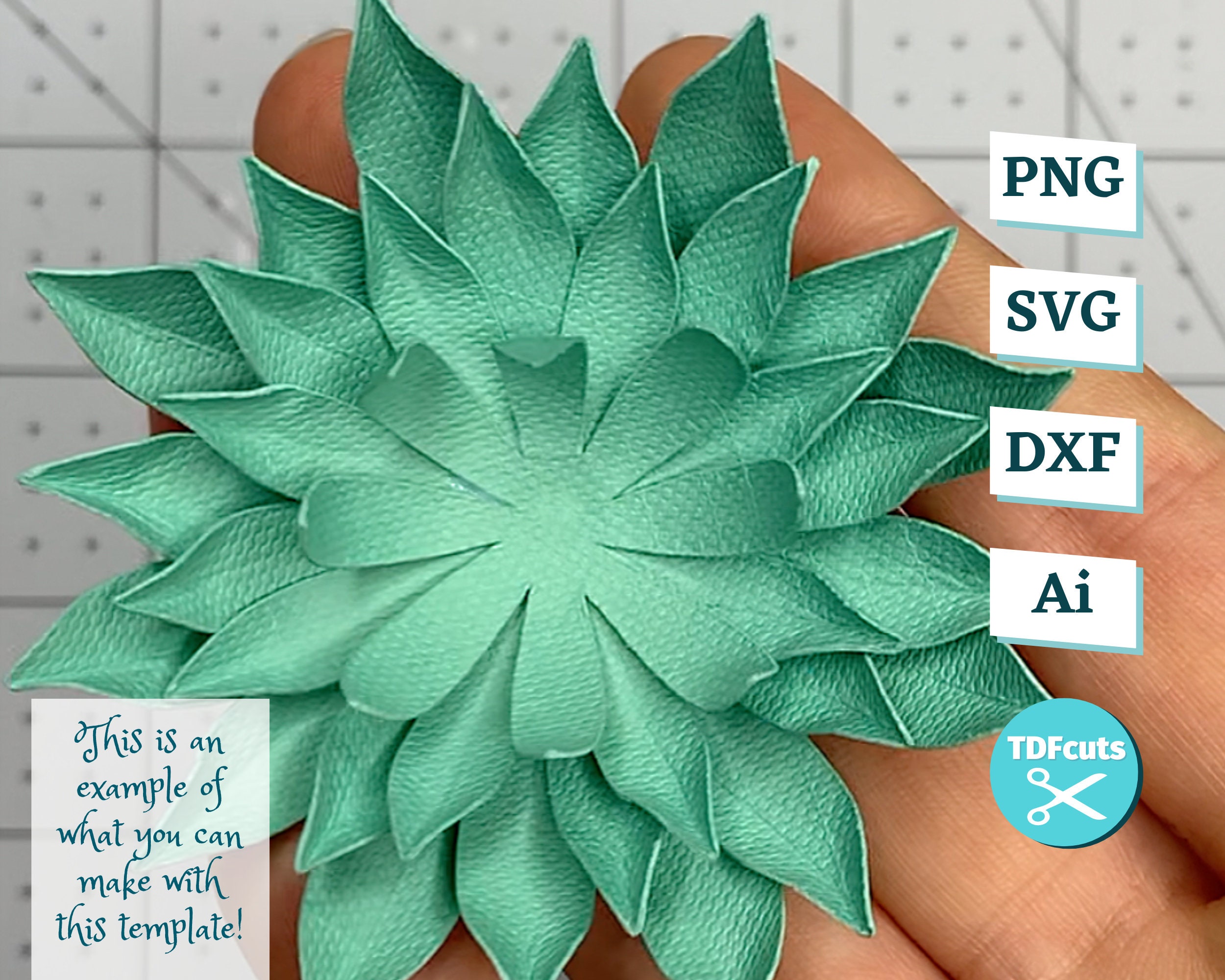 Succulent Layered Petal Paper Cut File in PNG, SVG, DXF, Ai, Cardstock ...