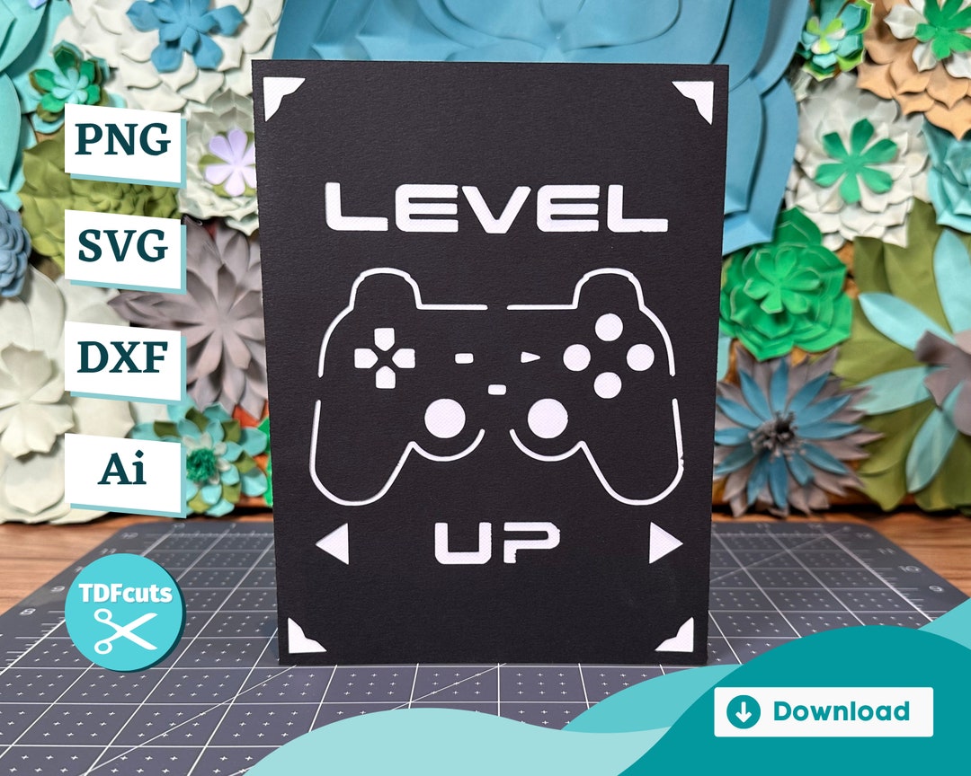 Gamer Level up Card Easy to Make Template, Video Game Gift for Him, No ...