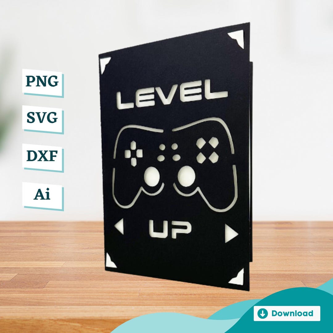 Gamer Level up Card Easy to Make Template, Video Game Gift for Him, No ...