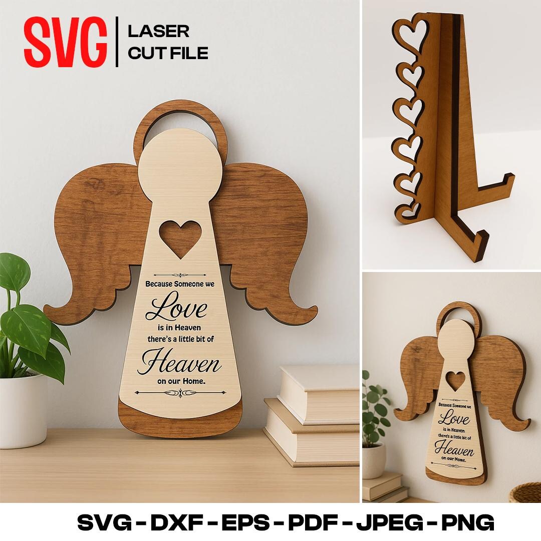 Memorial Angel Laser Cut SVG, Laser Cut File, Glowforge File, Laser Cut ...