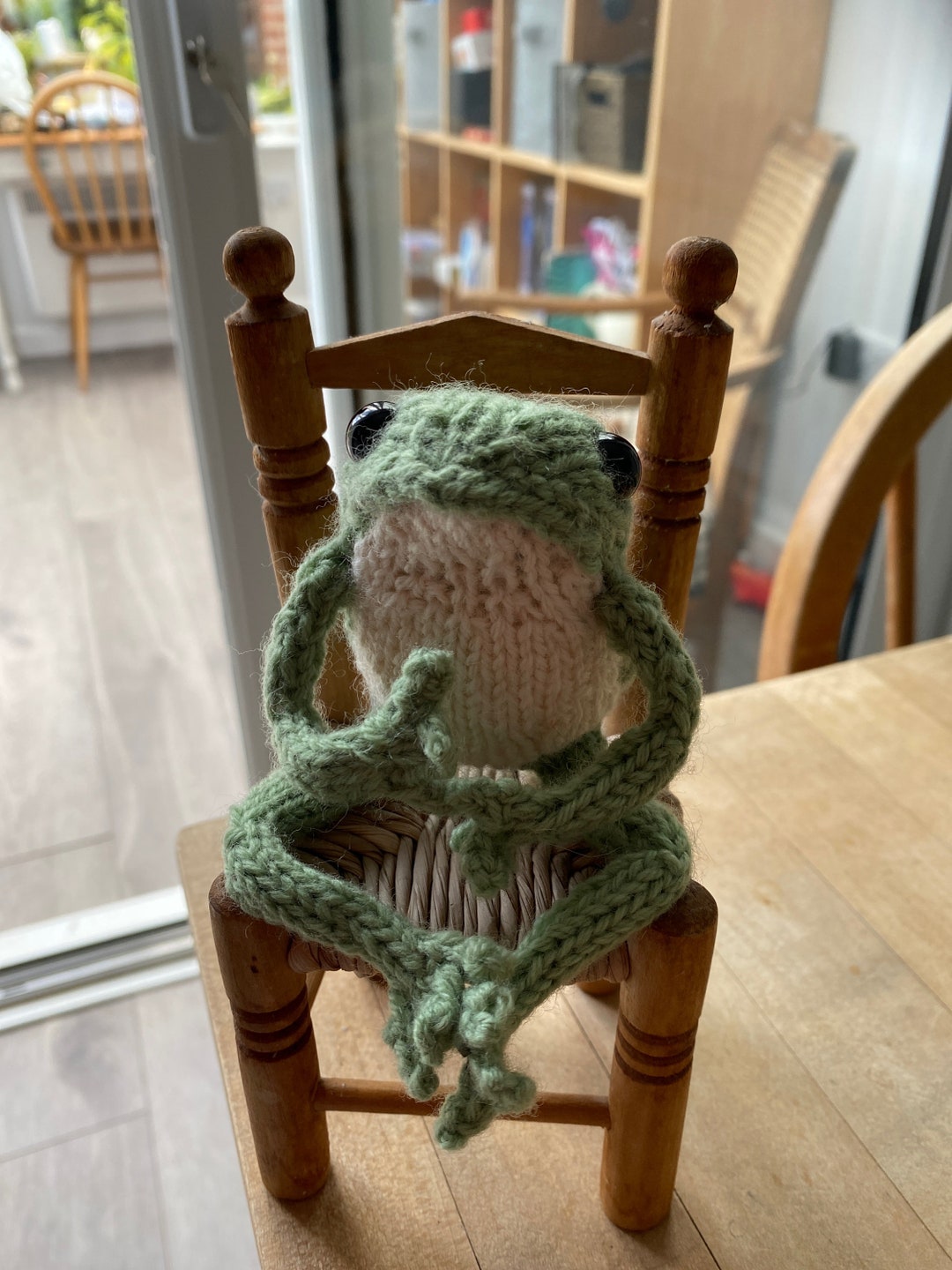 Pale Green With Cream Tummy Hand Knitted Frog - Etsy