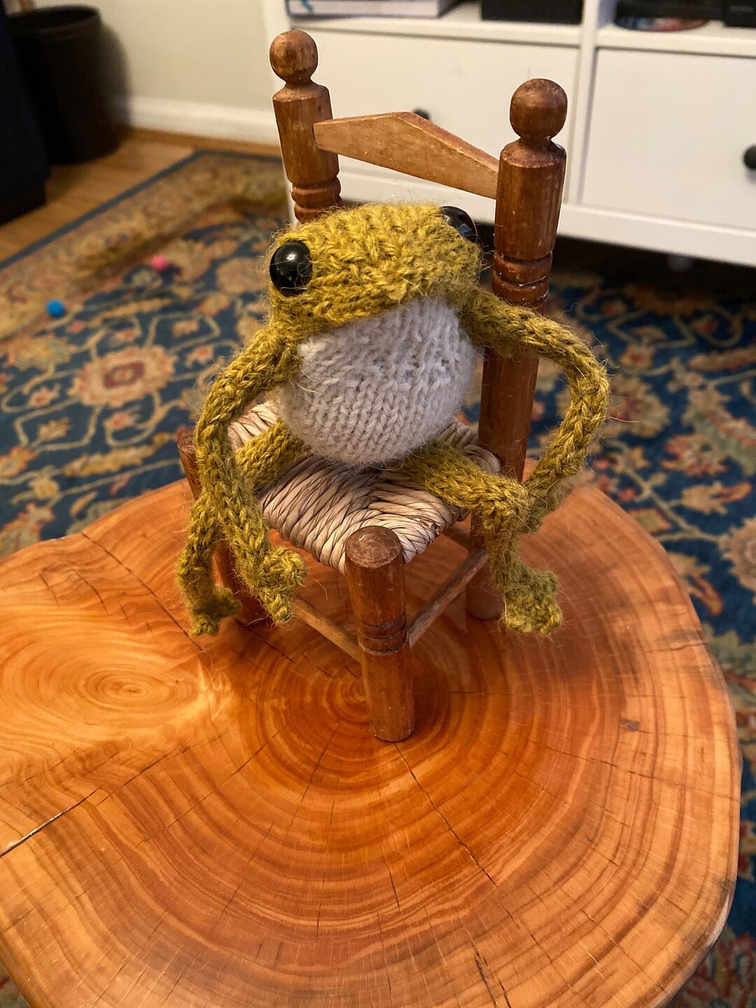 Lime Green Hand Knitted Therapy Frog With off White Tummy - Etsy