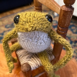 Lime Green Hand Knitted Therapy Frog With off White Tummy - Etsy UK