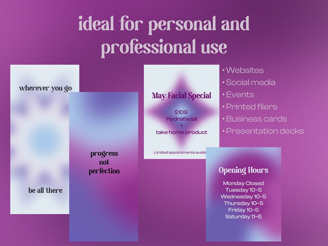 Aura Gradients Digital Paper Pack Midnight Purple Colours 36 High-res ...
