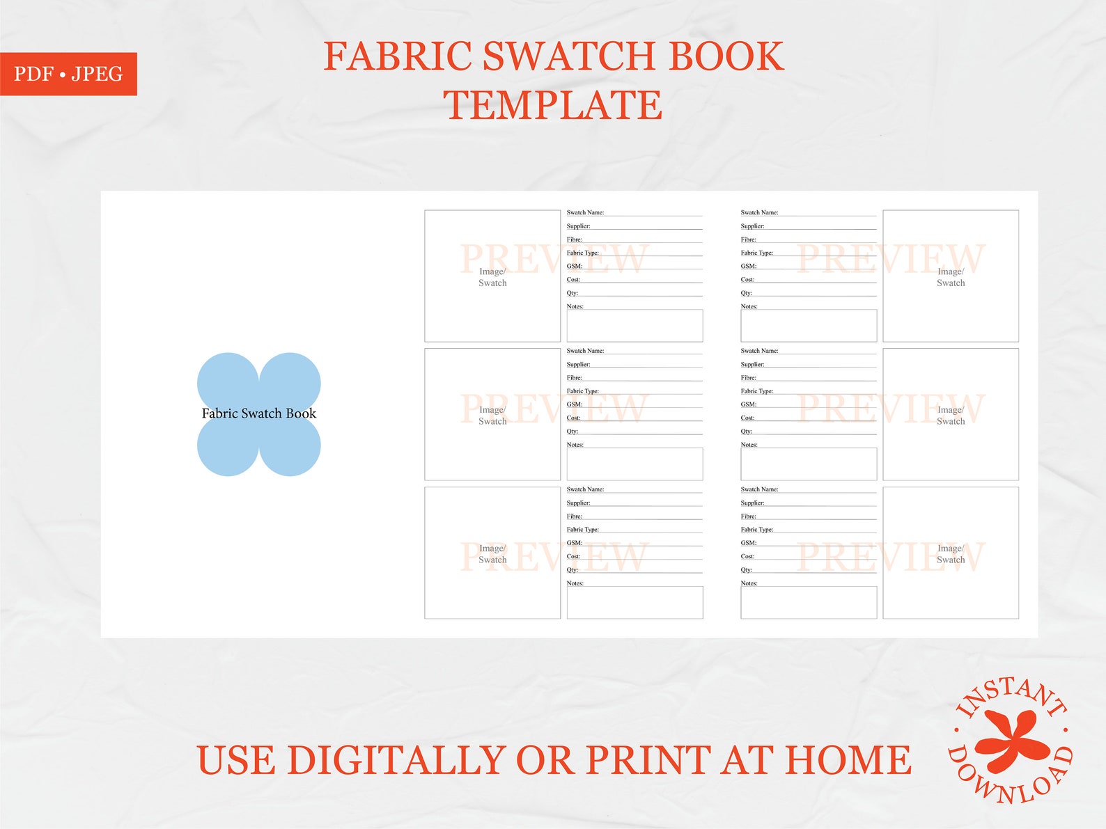 Minimalist Fabric Inventory Template for Swing and Fabric Crafts ...