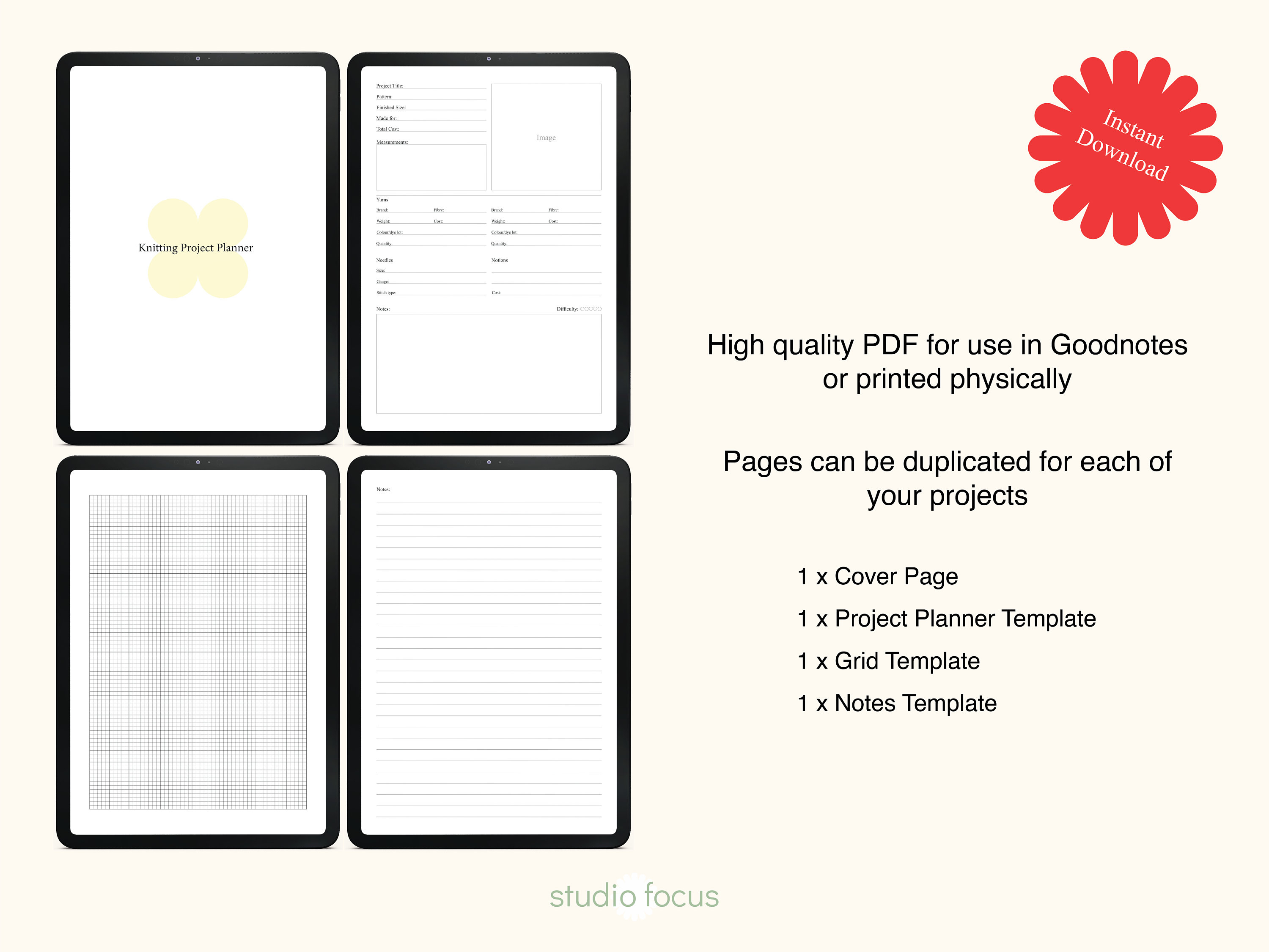 Minimalist Knitting Project Planner, Knitting Companion, Simple ...
