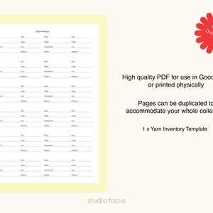 Minimalist Yarn Inventory Template for Knitting, Crochet and Yarn ...