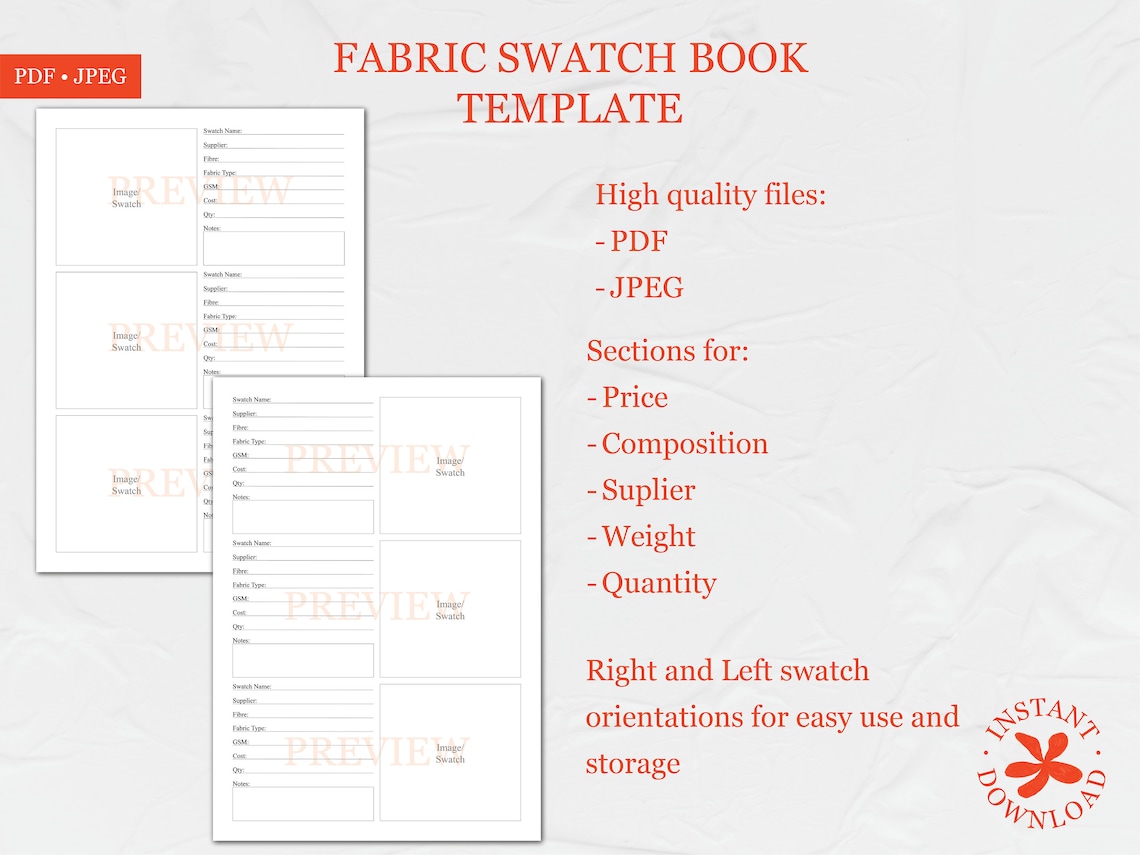 Minimalist Fabric Inventory Template for Swing and Fabric Crafts ...