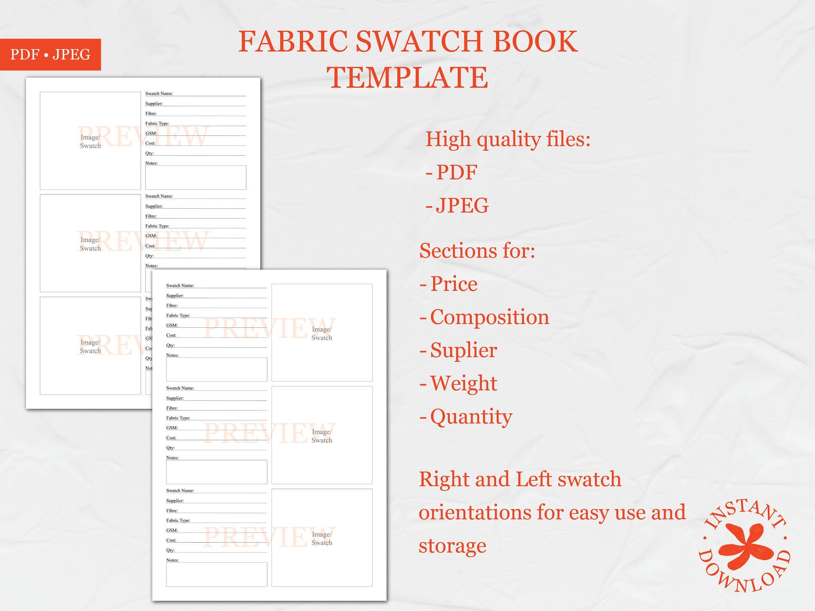 Minimalist Fabric Inventory Template for Swing and Fabric Crafts ...