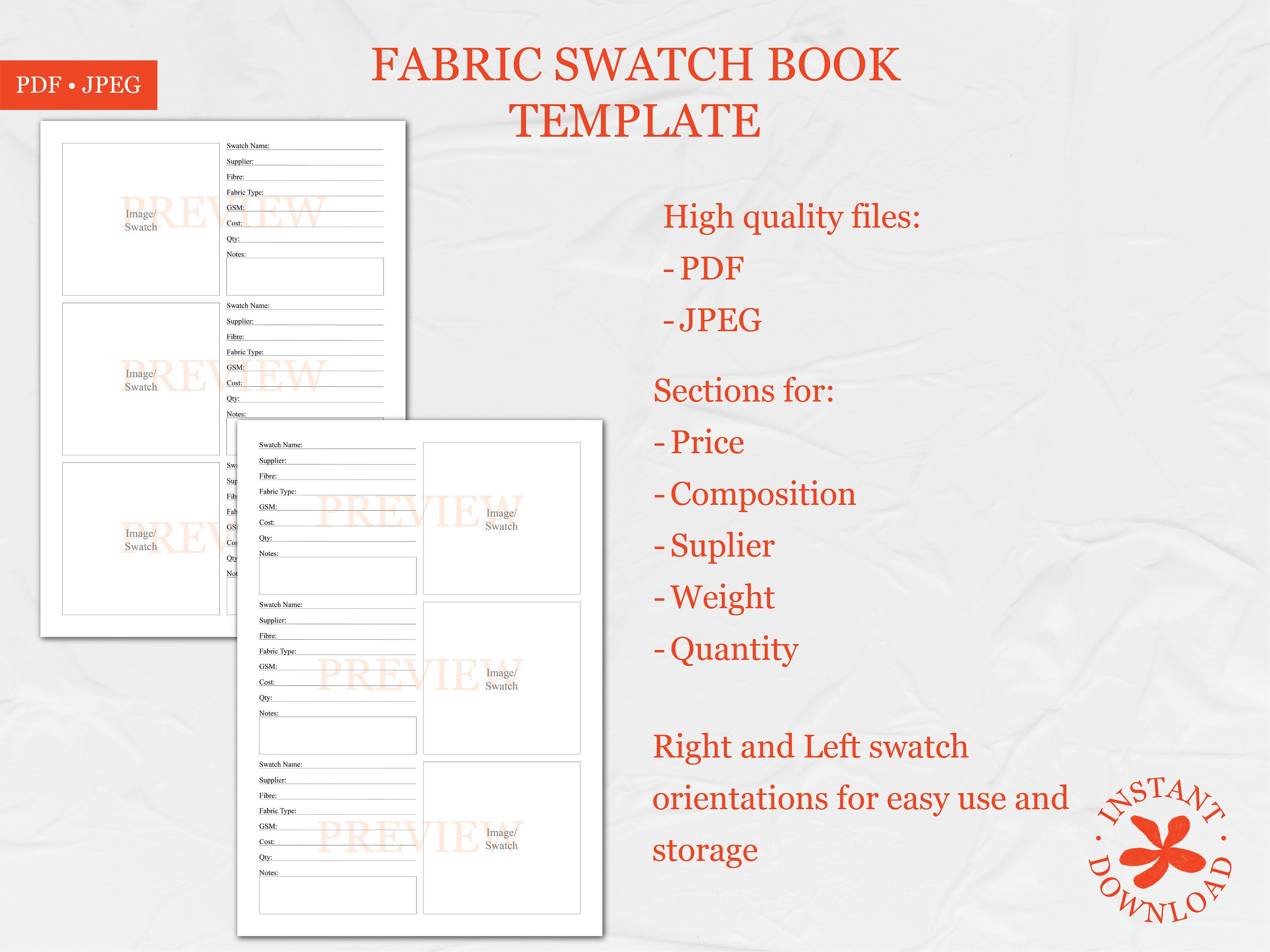 Minimalist Fabric Inventory Template for Swing and Fabric Crafts ...