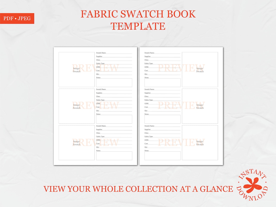Minimalist Fabric Inventory Template for Swing and Fabric Crafts ...