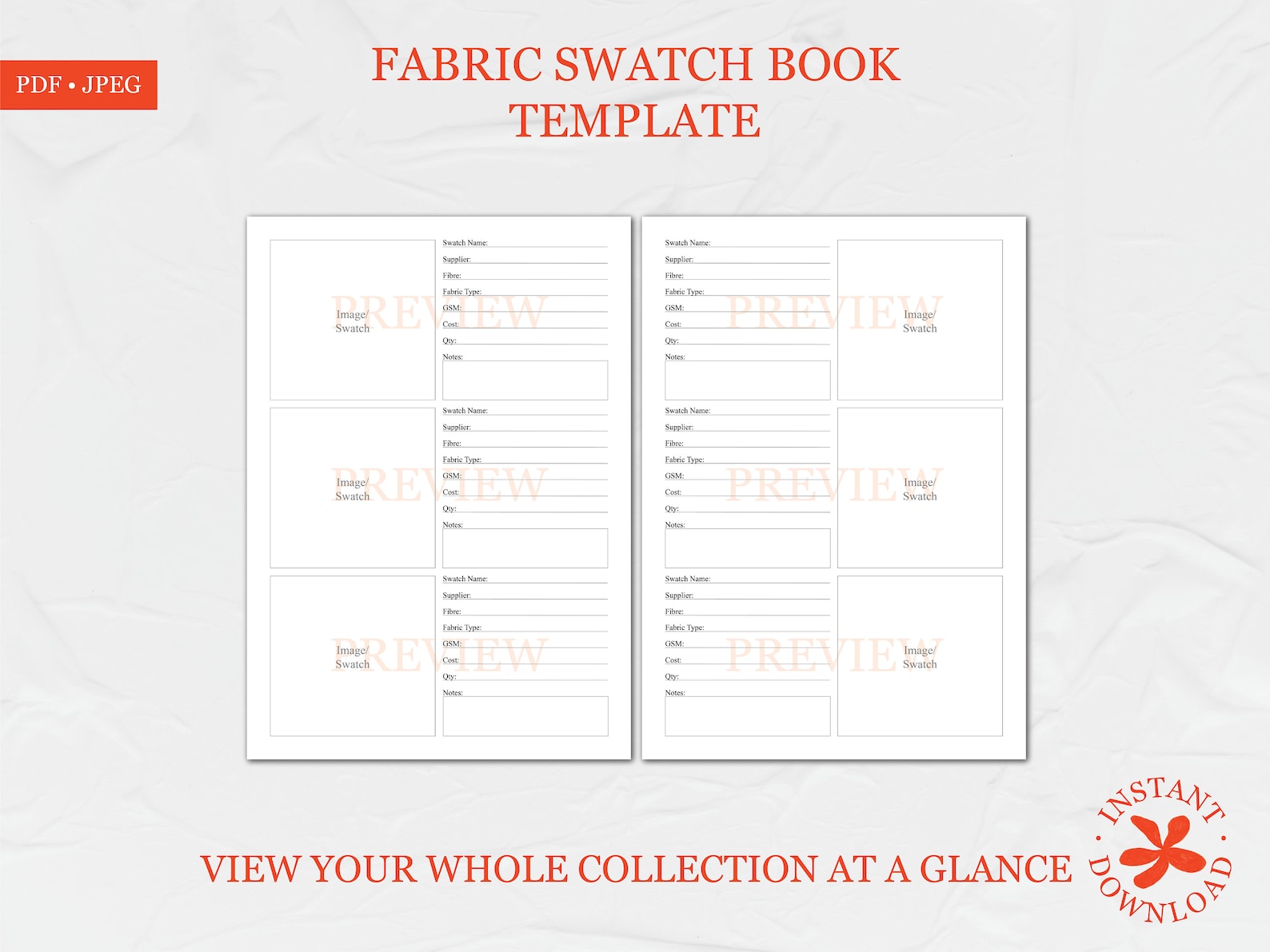 Minimalist Fabric Inventory Template for Swing and Fabric Crafts ...