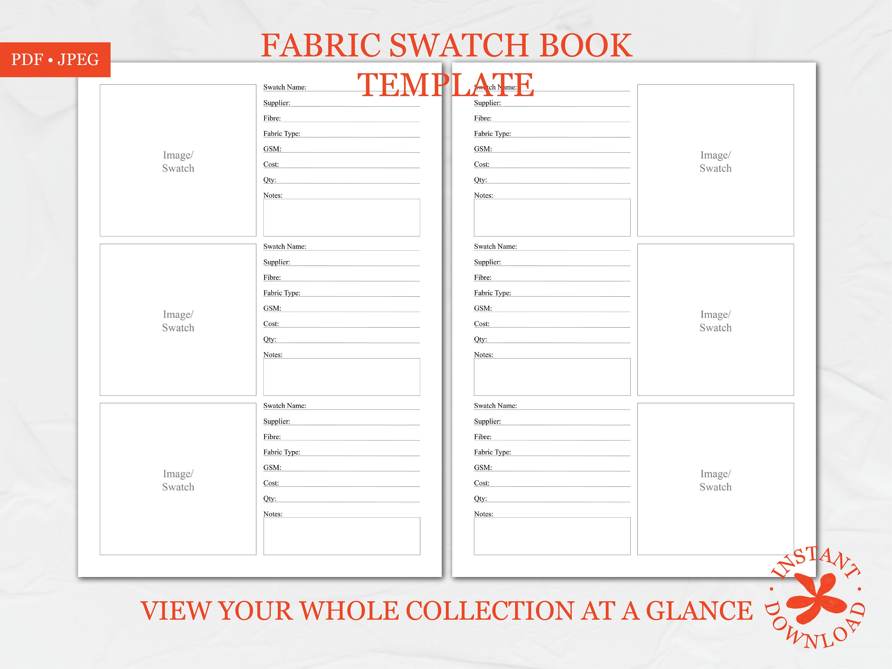 Minimalist Fabric Inventory Template for Swing and Fabric Crafts ...