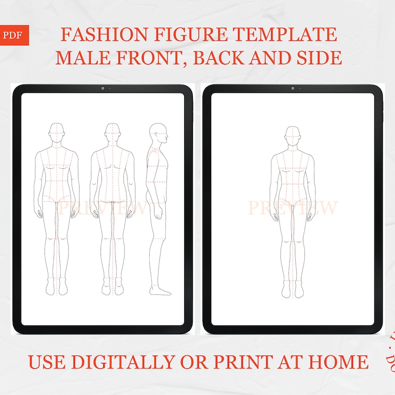 Male Croqui Template - Etsy