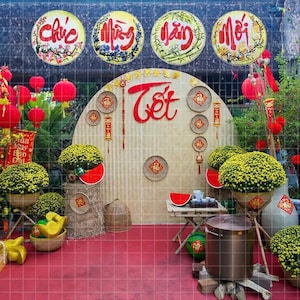 Vietnamese New Year Decorations: Tet Photo Backdrop 2025| Lunar New Year Backdrop | Tet Photo ...