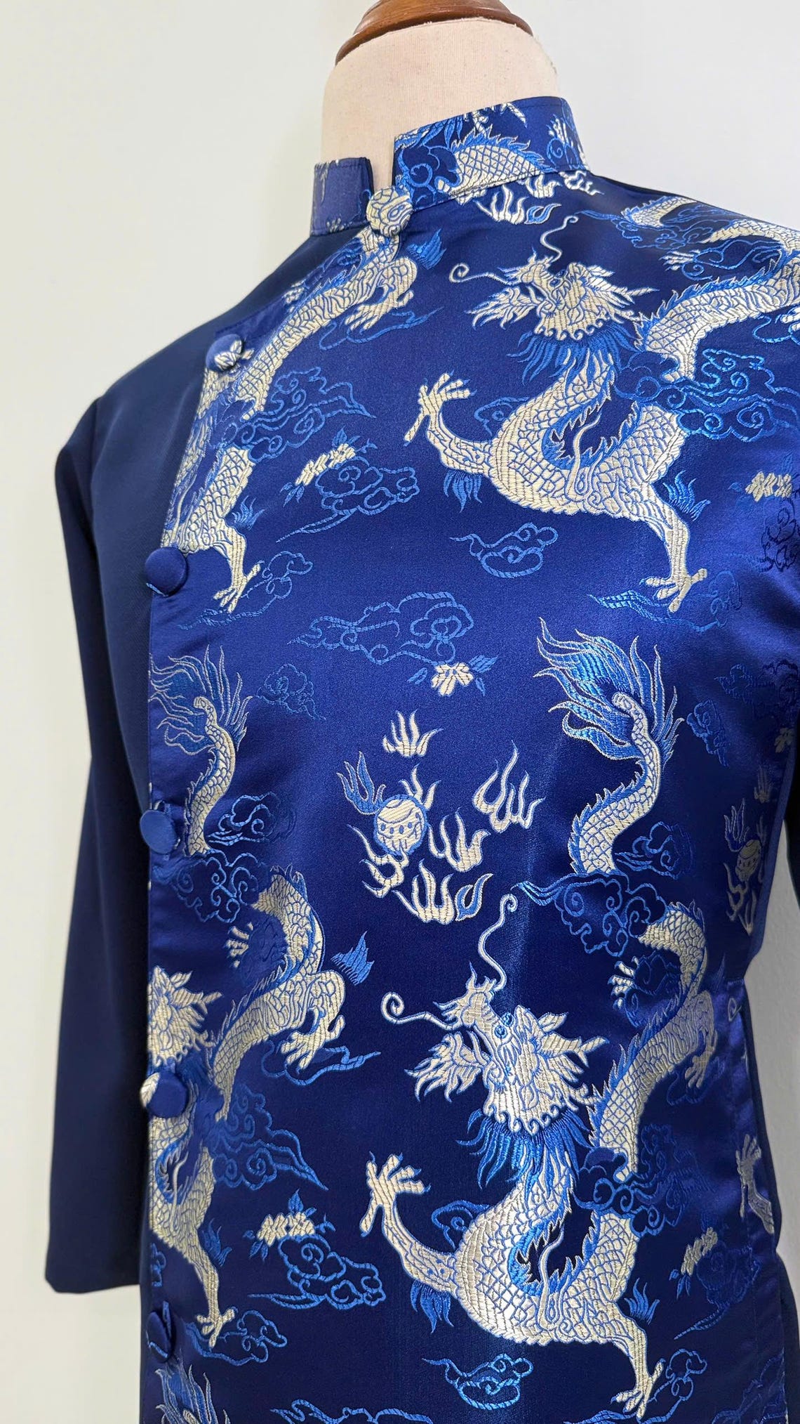 Men's Brocade Ao Dai - Royal Dragon Vietnamese Outfit - Vietnamese Men ...