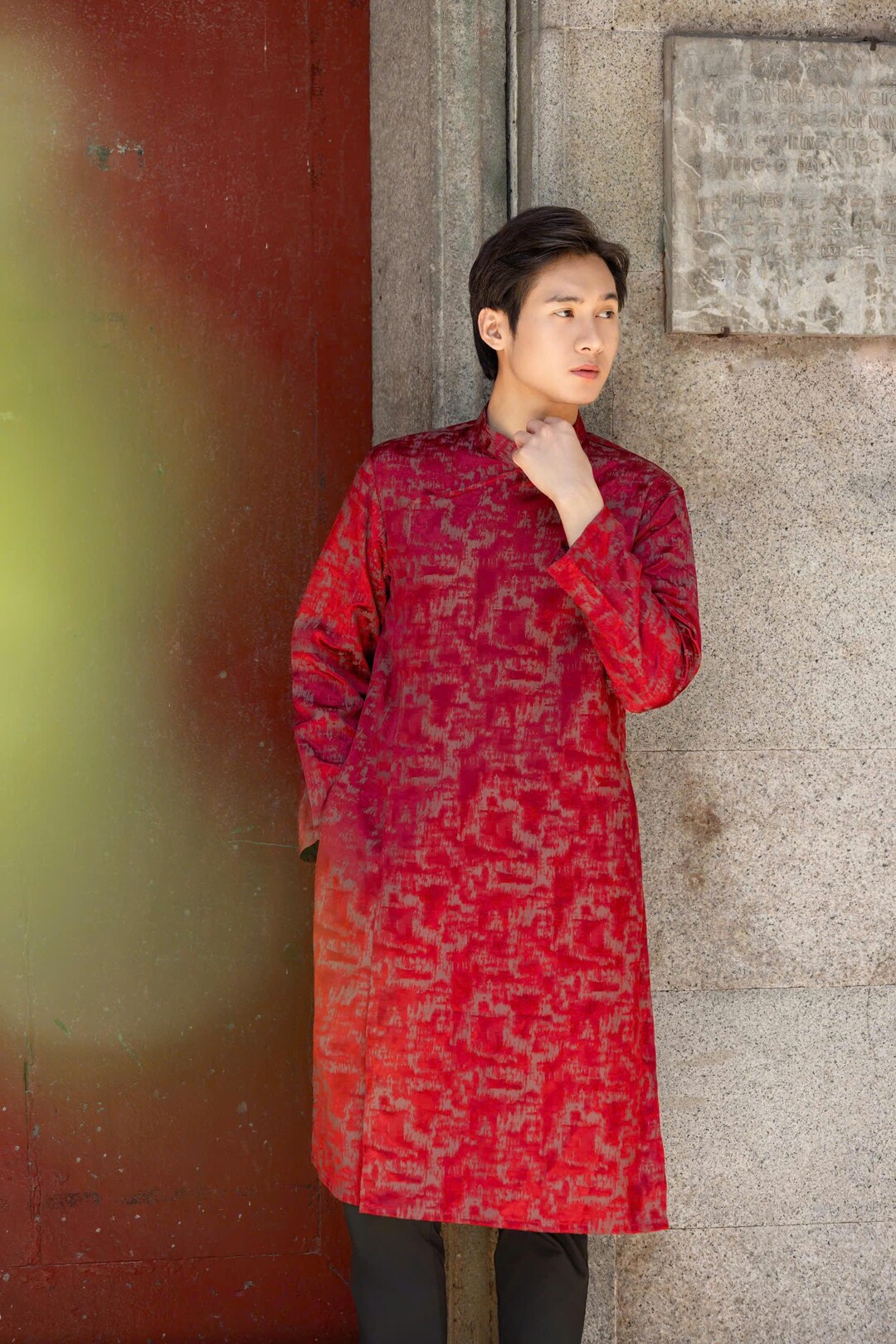 Plain Modernized Ao Dai-3 Colors Men Dress Ao Dai Nam Vietnamese Ao Dai ...