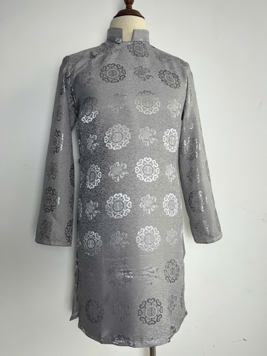 Silver Men Ao Dai Traditional Ao Dai for Man Vintage Ao Dai Men ...