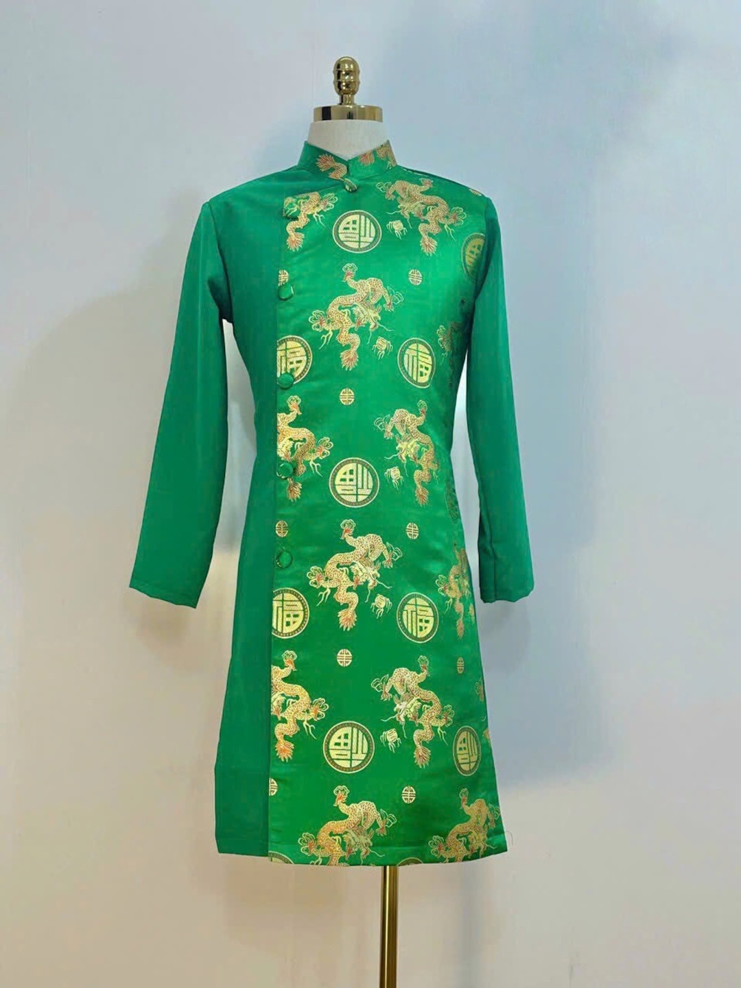 3 Colors Ao Dai for Men- Gấm Ao Dai Men | Traditional Vietnamese Long ...
