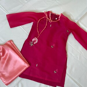 Pre-made Mini Floral Embroidered Ao Dai Kids Ao Dai Viet Nam Vietnamese ...