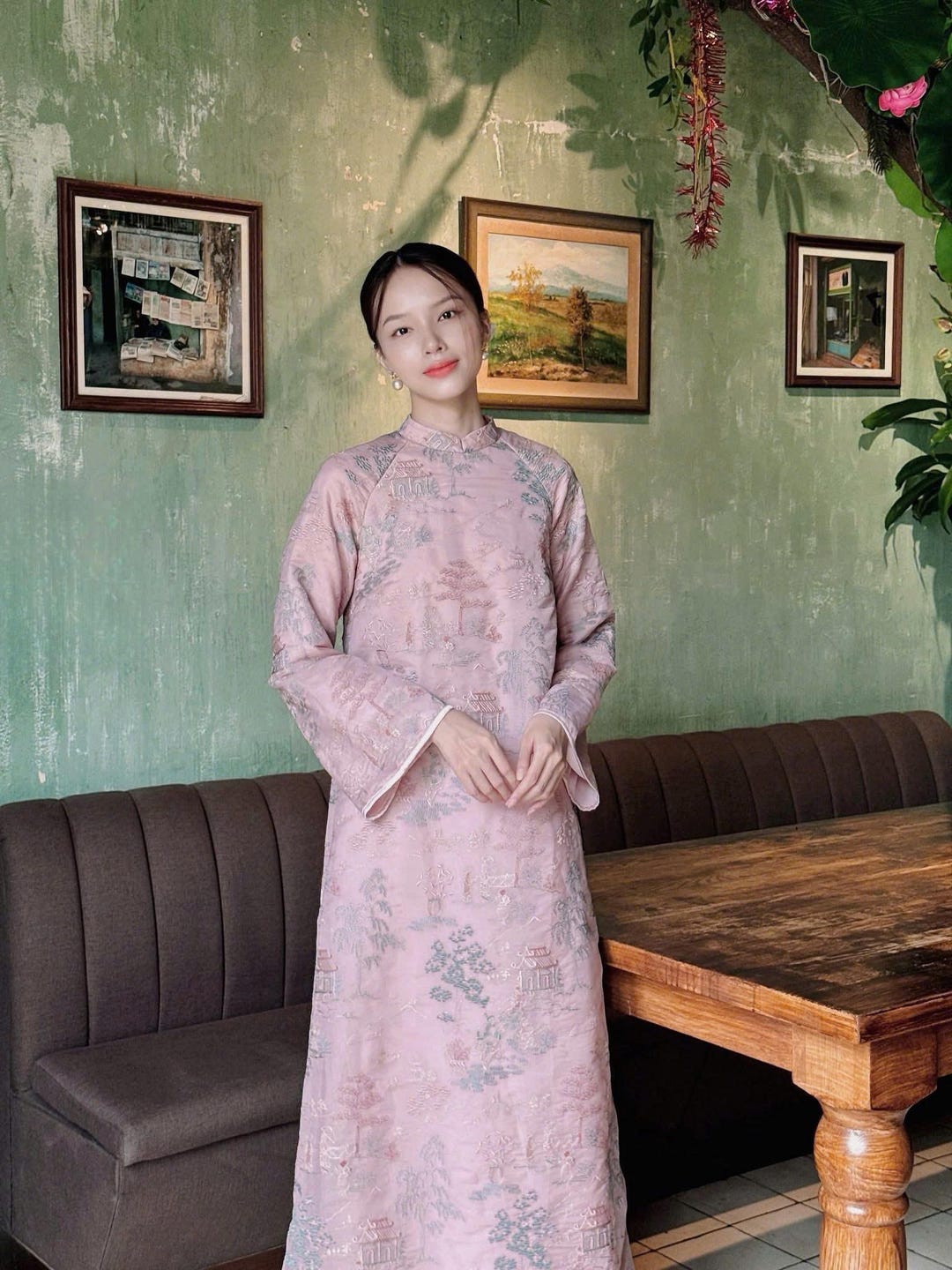 Dust Pink Thuy Mac Vietnamese Traditional Long Dress | Vietnamese Ao ...