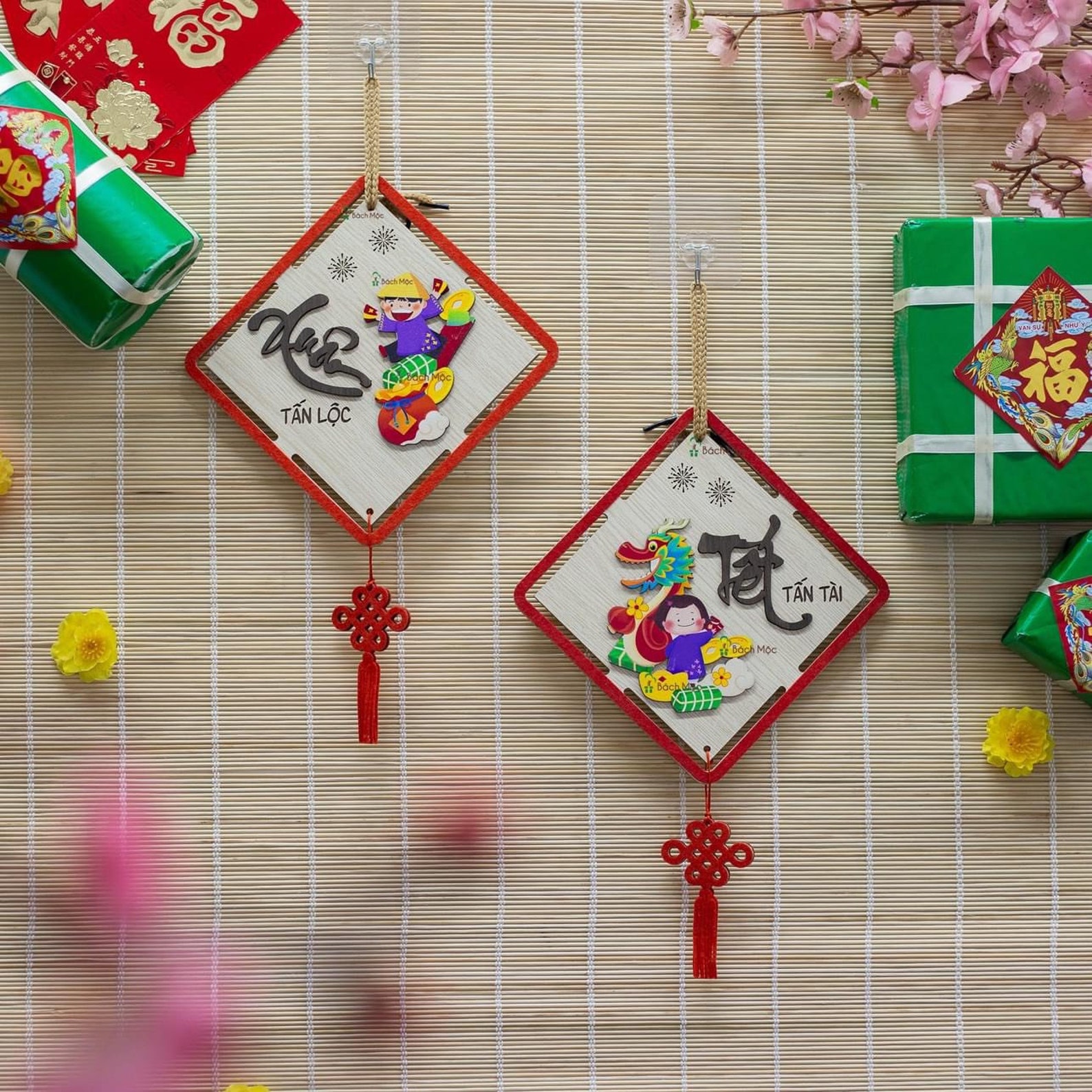 Tết Decoration 2026 | Set 2pcs for Tet Decor | Wood Board for Tết ...