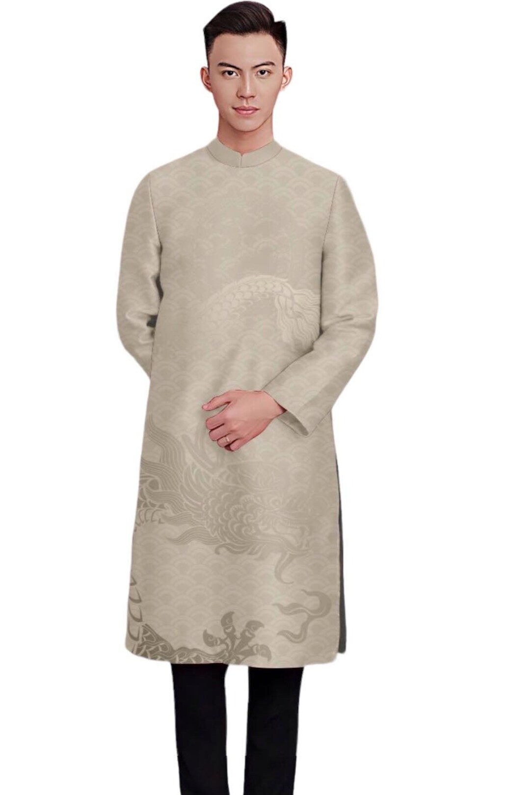 Men Vietnamese Modernized Ao Dai Men Dress Ao Dai Nam Vietnamese Ao Dai ...