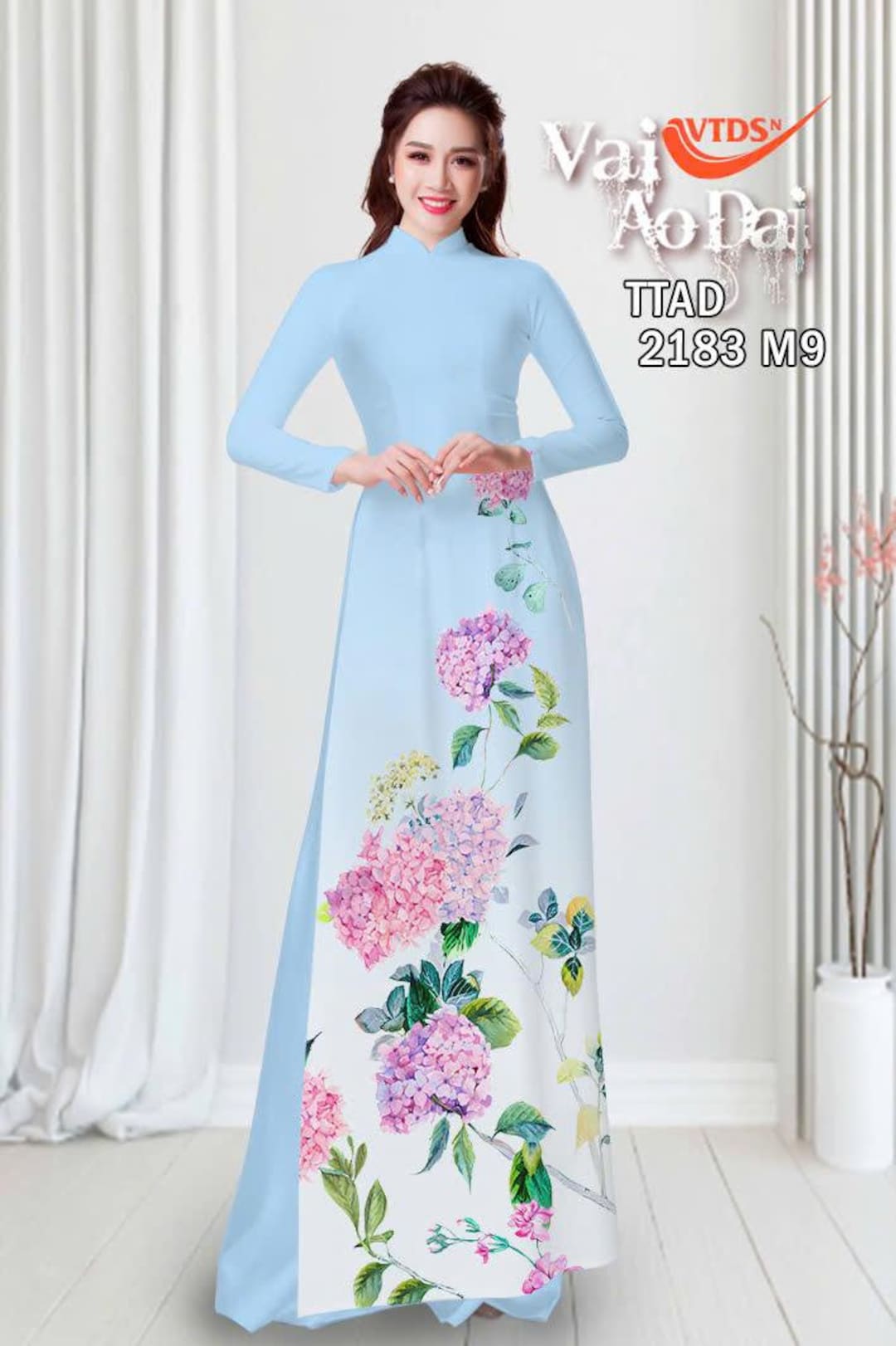Hydrangea 3D Vietnamese Traditional Ao Dai for Women | Ao Dai for Women ...