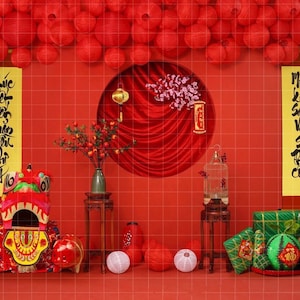 Phông Nền Tết 2024 Lunar New Year Decorative Backdrop Tet Photo ...