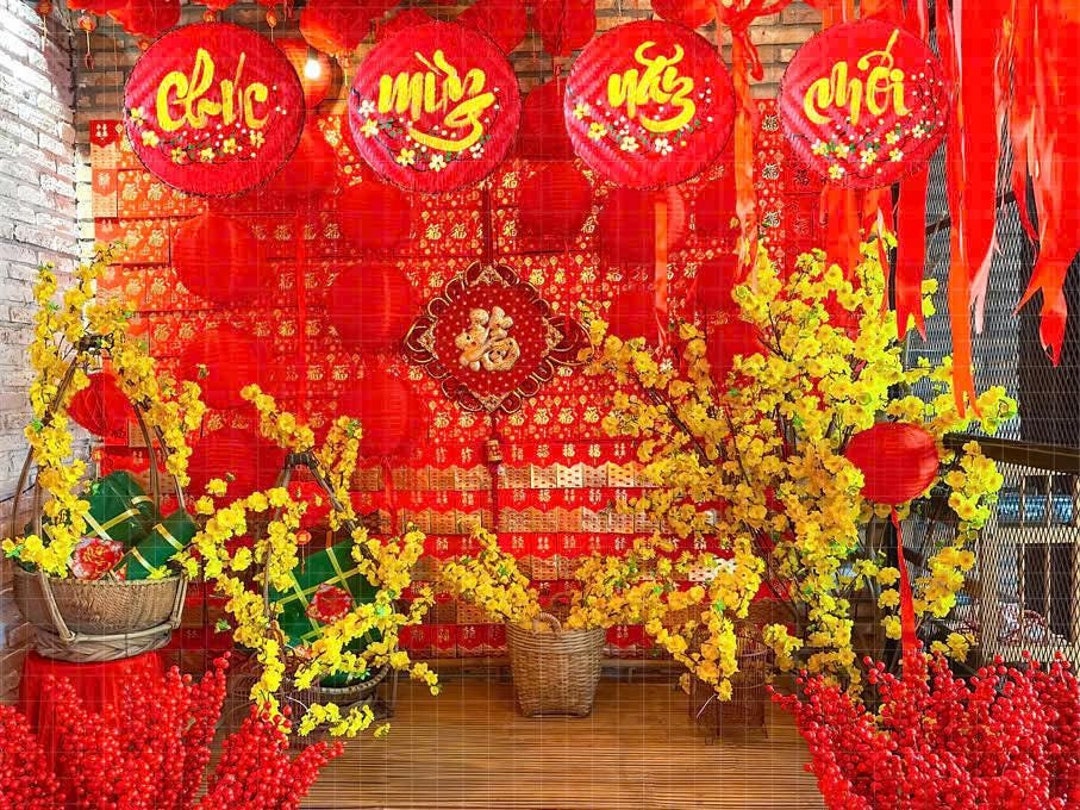 Backdrop Xuan 2025 Lunar New Year Decorative Backdrop Gift for Vietnam ...