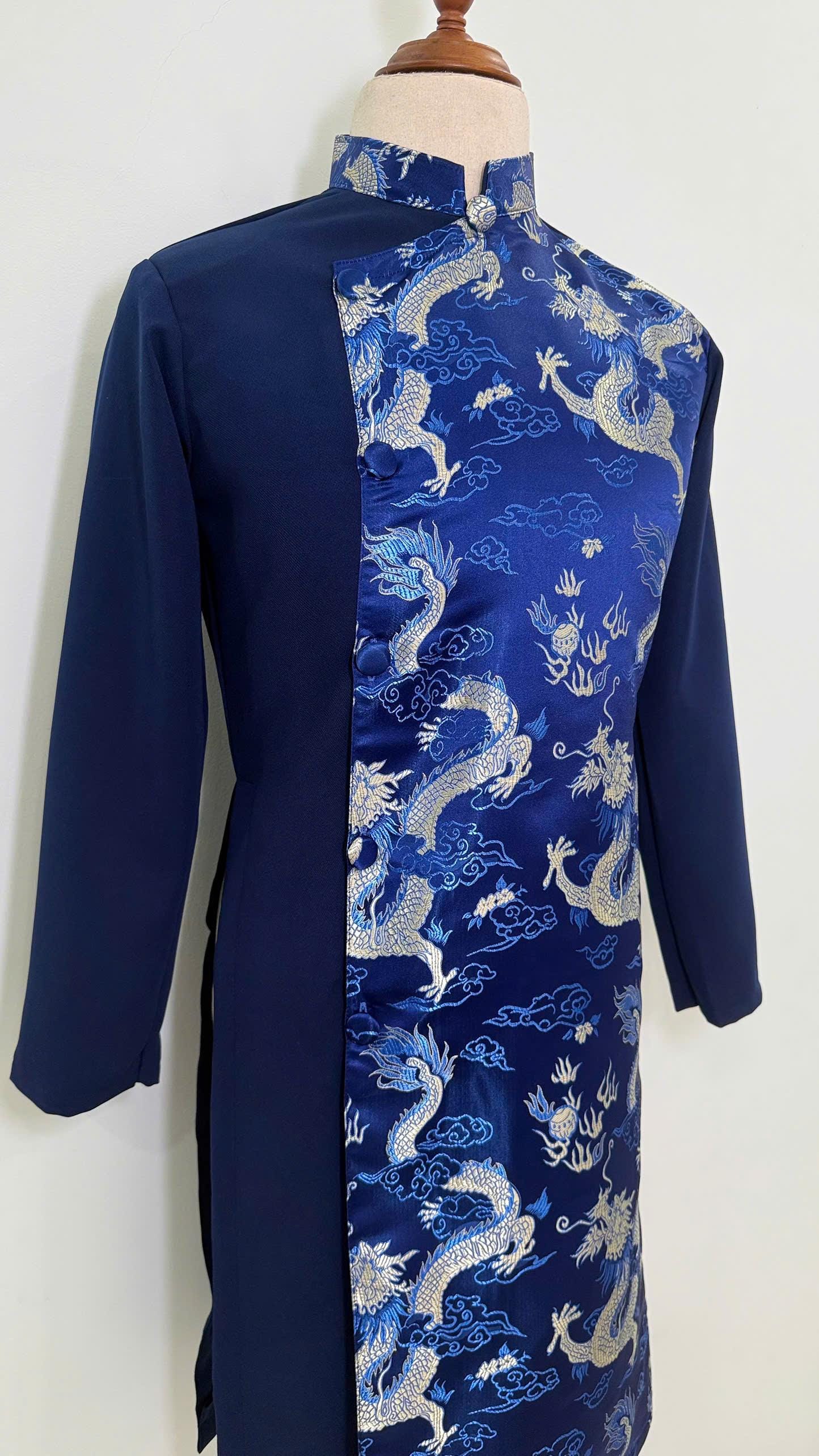 Men's Brocade Ao Dai - Royal Dragon Vietnamese Outfit - Vietnamese Men ...
