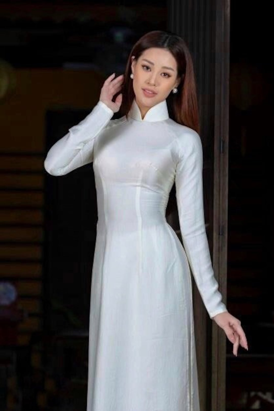 White Ao Dai Dress Hua Da Silk Pre-made Vietnamese Traditional Ao Dai Ao Dai for Wedding Ao Dai ...