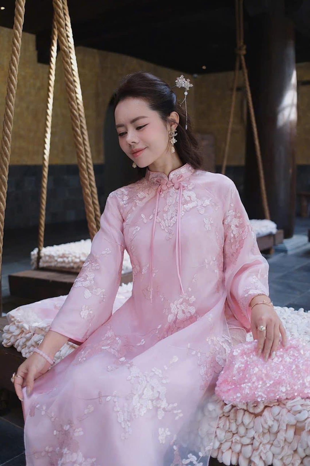 Pink Vietnamese Tet Outfit| Ao Dai Vietnamese| Family Ao Dai| Modern Ao ...