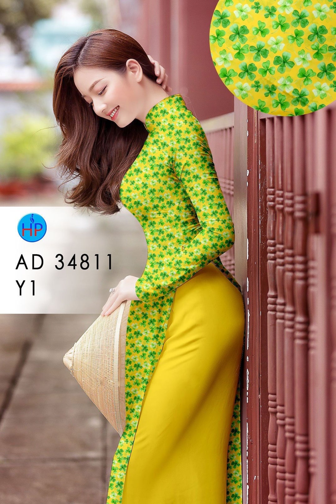 Happy Leaf Clover Ao Dai Silk Traditional Ao Dai ao Dai for Women Ao ...
