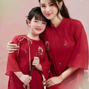 Pre-made Mini Floral Embroidered Ao Dai Kids Ao Dai Viet Nam Vietnamese ...