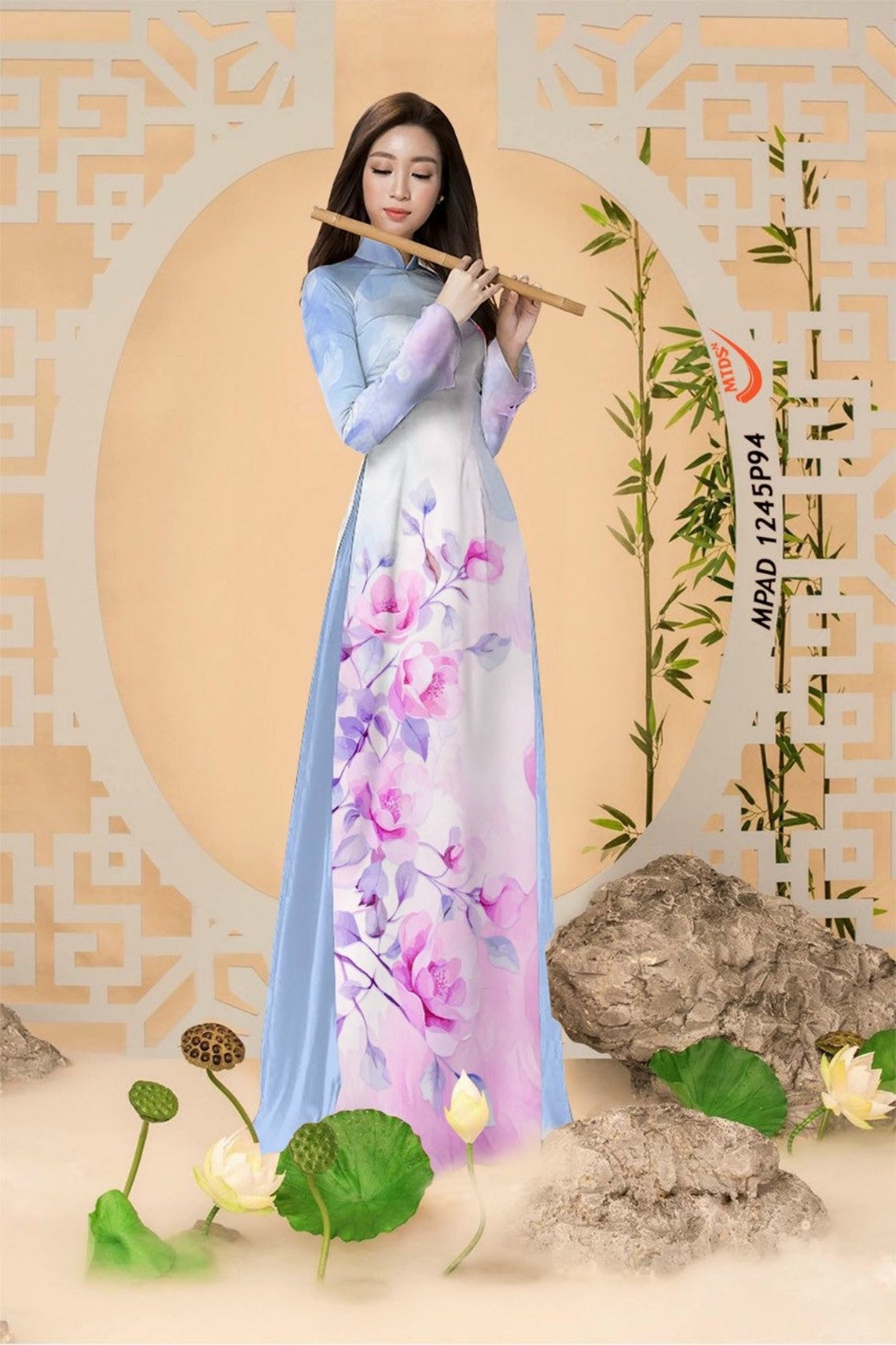 Floral Silk Ao Dai: Vietnamese Traditional Dress - Etsy