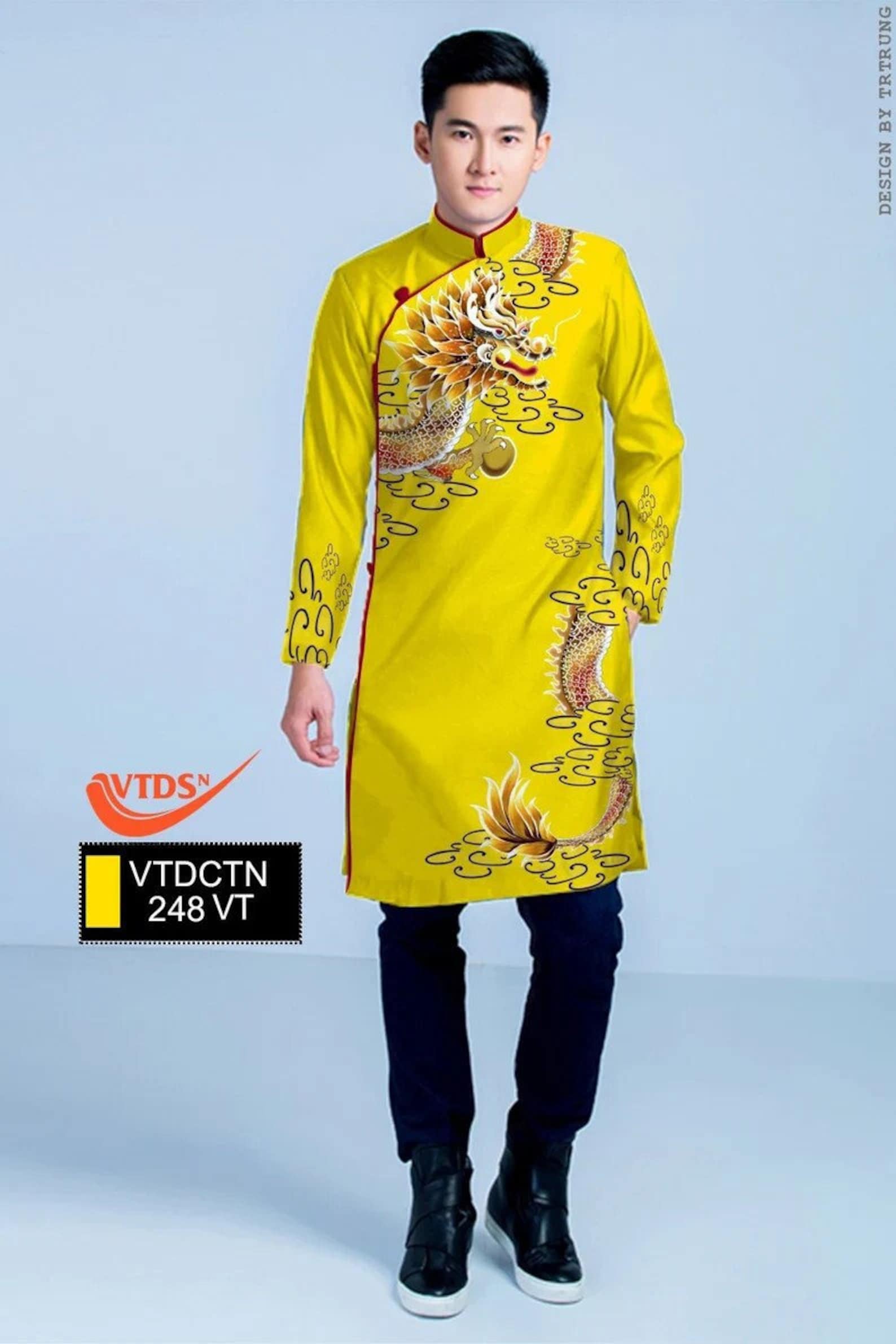 Men's Vietnamese Ao Dai: Dragon Print Traditional Ao Dai Vietnam - Etsy