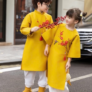 Boys' Vietnamese Ao Dai: Traditional Nhung Tam Fabric, Tet Outfit - Etsy