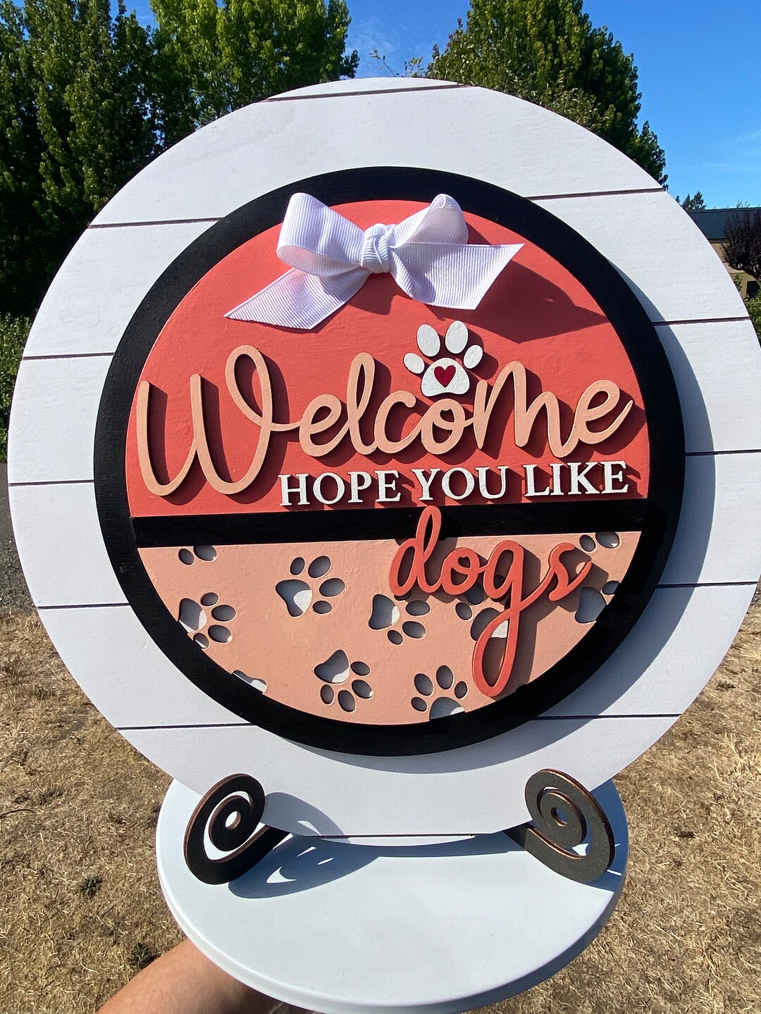 12-inch Shiplap Framed - ”welcome - Hope You Like Dogs” Hand Painted ...