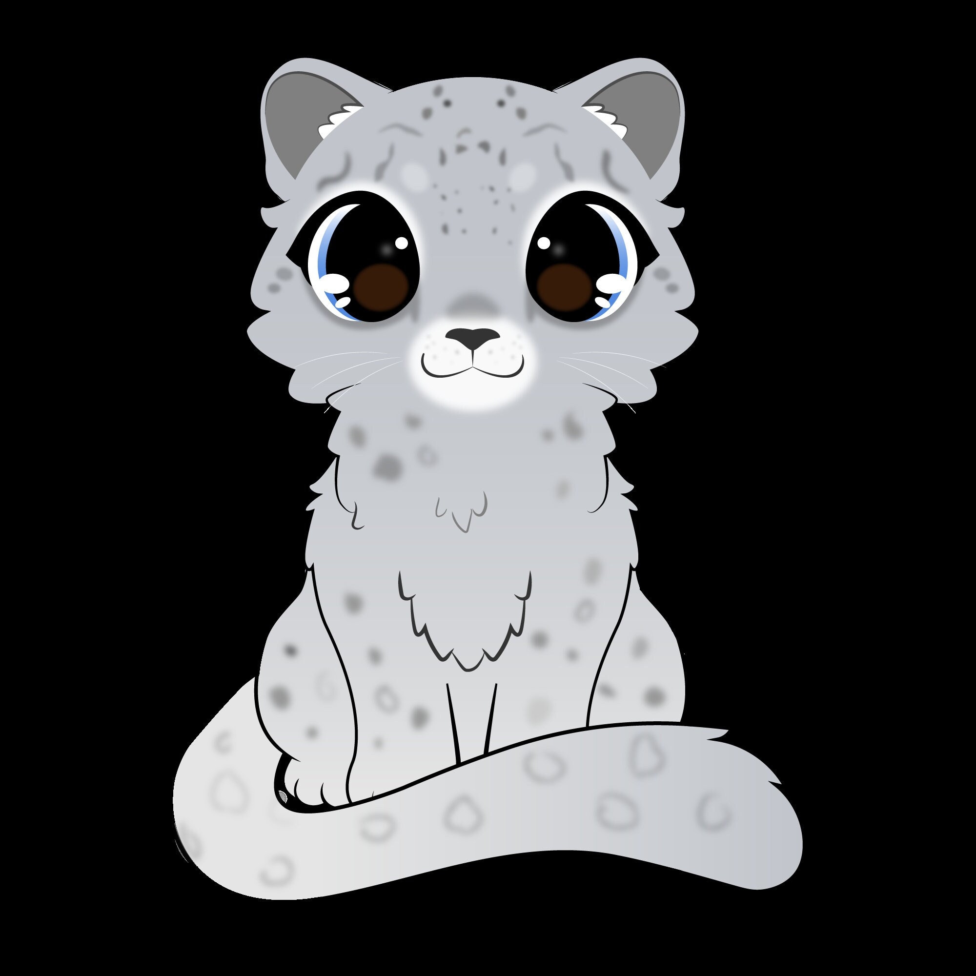 Kawaii Style Snow Leopard Sticker for Laptops, Phones, Notebooks, Etc ...