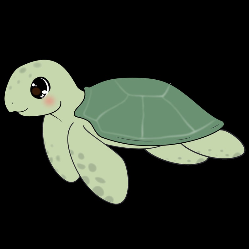 Kawaii Style Sea Turtle Sticker for Laptops, Phones, Notebooks, Etc ...