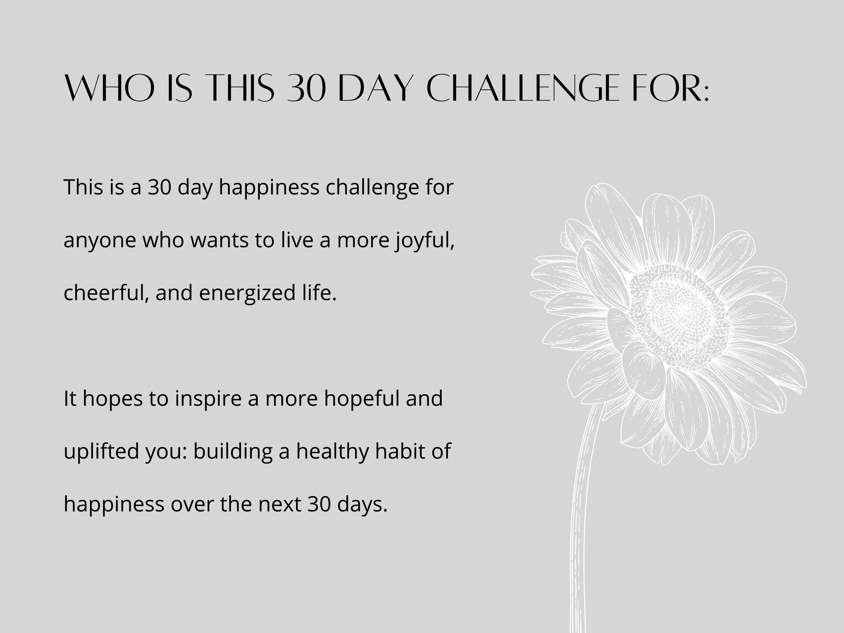 Happiness 30 Day Challenge | Printable Workbook | 30 Day Challenge | E ...