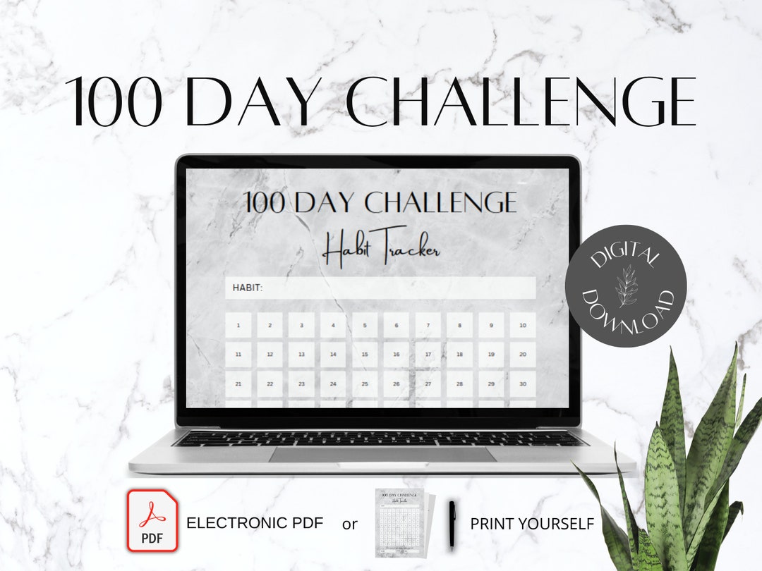 100 Day Challenge Habit Tracker (grey Mist Edition) Minimalist ...