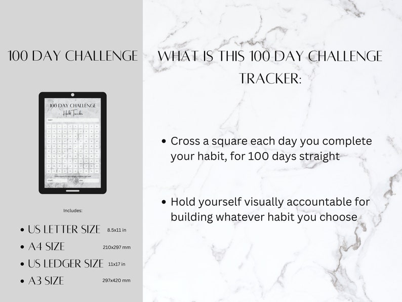 100 Day Challenge Habit Tracker (grey Mist Edition) Minimalist ...
