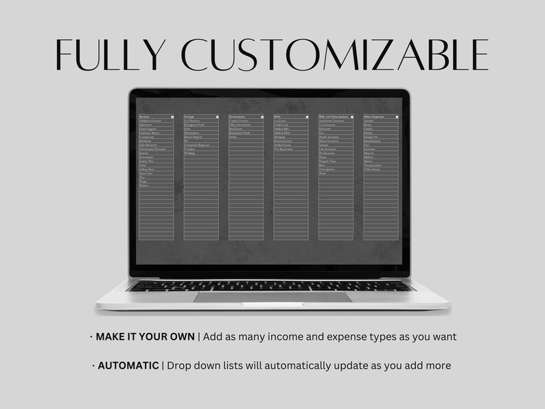 Monthly Budget Dashboard Dark Mode Minimalist Budget Spreadsheet ...