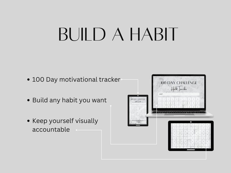 100 Day Challenge Habit Tracker (grey Mist Edition) Minimalist ...