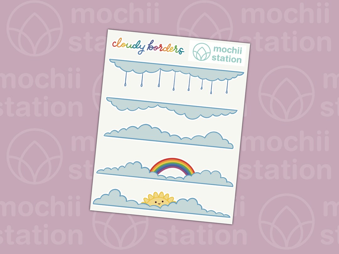 Translucent Cloudy Borders Stickers Cute & Kawaii Planner Stickers - Etsy
