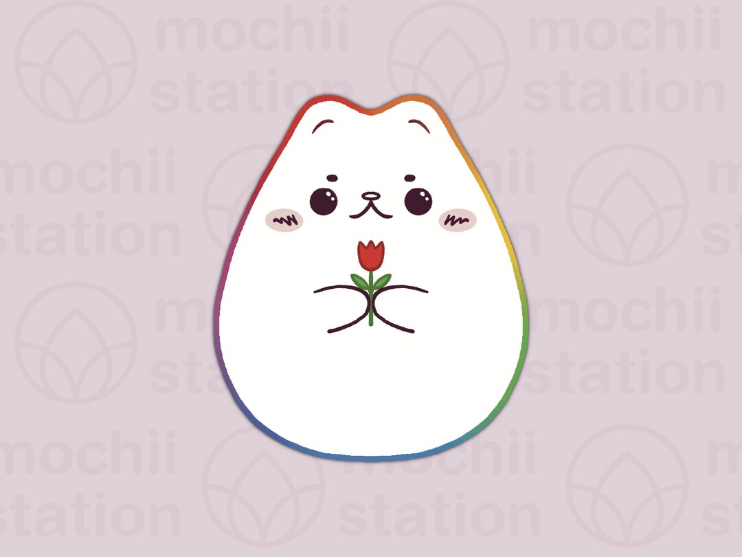 Rainbow Cat Sticker Cute Kitten Sticker Kawaii Kitty Sticker Bean Cat ...