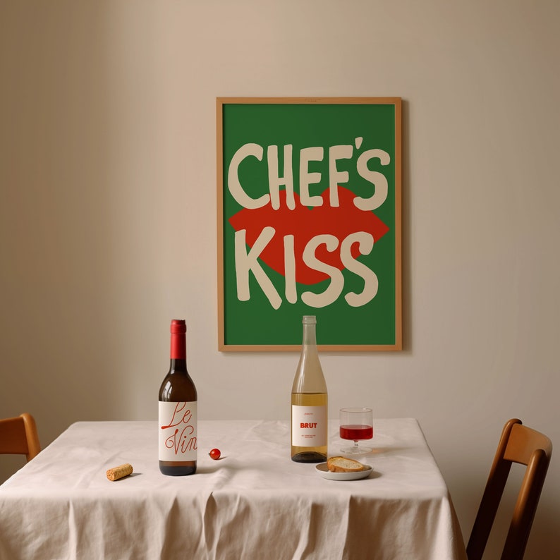 Kitchen Art Prints Set: Hot Chilli, Chef Kiss (digital Download) - Etsy